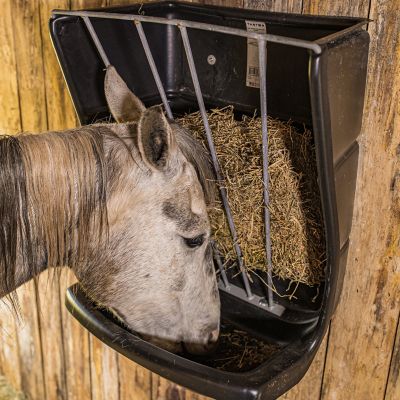 3 Flake Wall Mount Poly Hay and Grain Feeder For Sale- corral fence panels